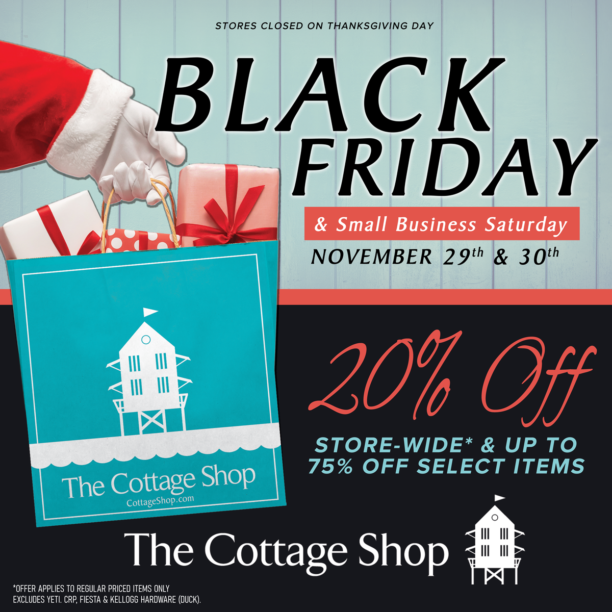 BLACK FRIDAY & SMALL BUSINESS SATURDAY – The Cottage Shop